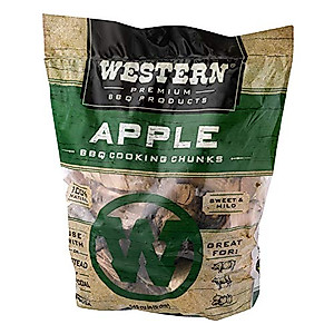 Western BBQ 28084 549 cu in. Premium Apple Wood BBQ Charcoal Propane Pellet Grill/Smoker Cooking Chunks Chips (2 Pack)