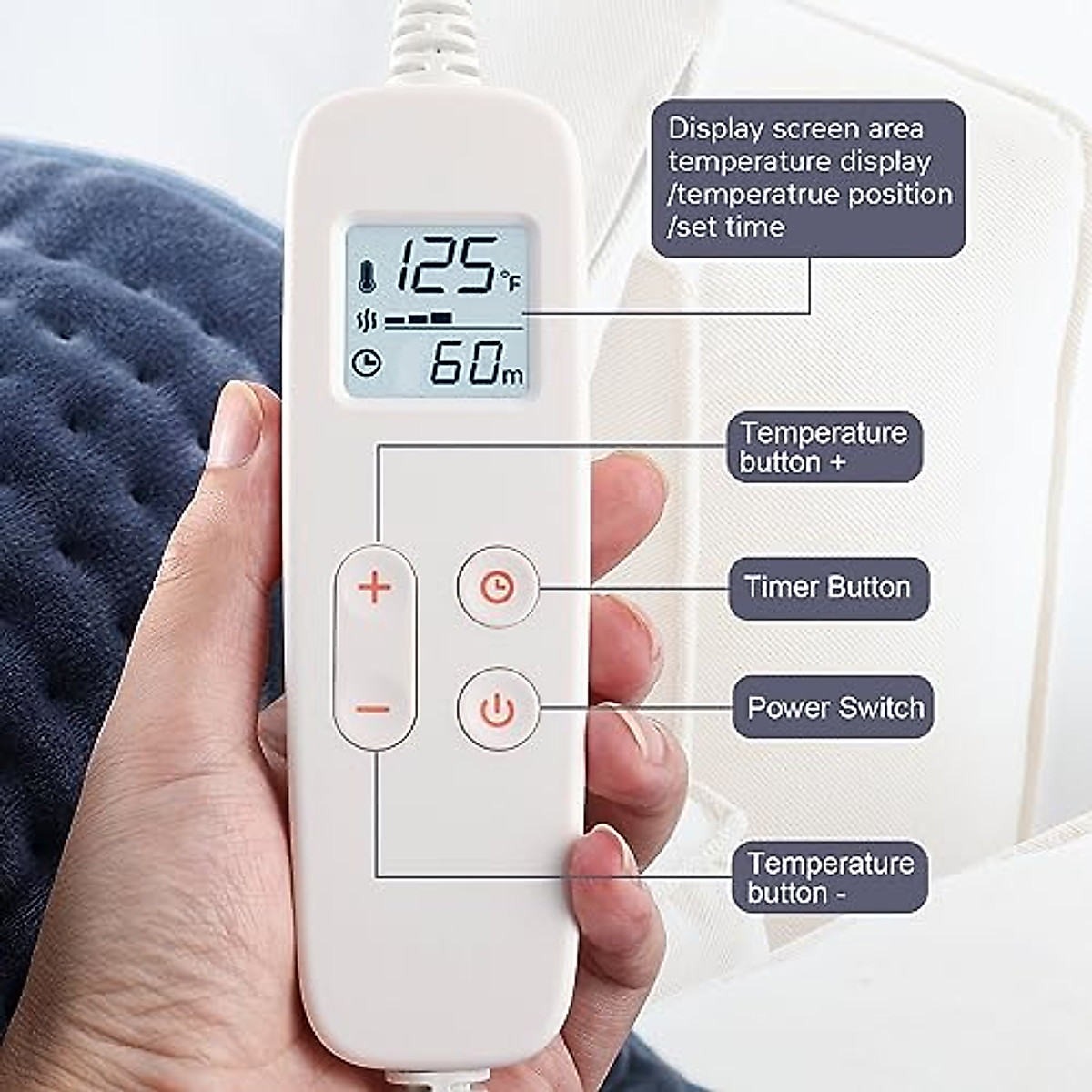 Heating Pad for Back Pain Relief, Extra Large 33 x 17", Portable Heating Pad for Shoulder, Neck, Cramp, Menstrual Pain, with Upgraded 6 Timer & 6 Temperature Controller