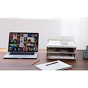 (3pcs Pack) HKeeper Stackable Clear Paper Trays. Desktop Racks,for Desk File Rack,Letter Tray,Accessories Tray for Desktop,A4 Paper Holder,Supplies,Magazine,File Documents,Receipts(White)