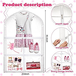 Dance Costume Garment Bag PVC Plastic Bag Holder Clear with Garment Rack Hanging Pack to Dance Bag Children Clothes Storage Costume Bags Organizer Zipper Pockets for Kid Girls, 23.6 x 35.4 In(6 Pcs)