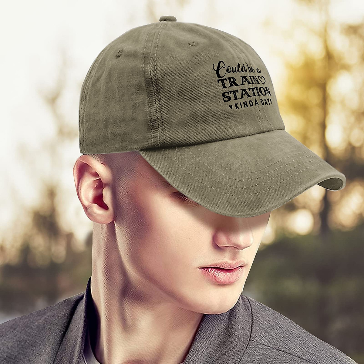 Hat Could be a Train Station Kinda Day Baseball Cap for Women Vintage Denim Dad Hats Adjustable