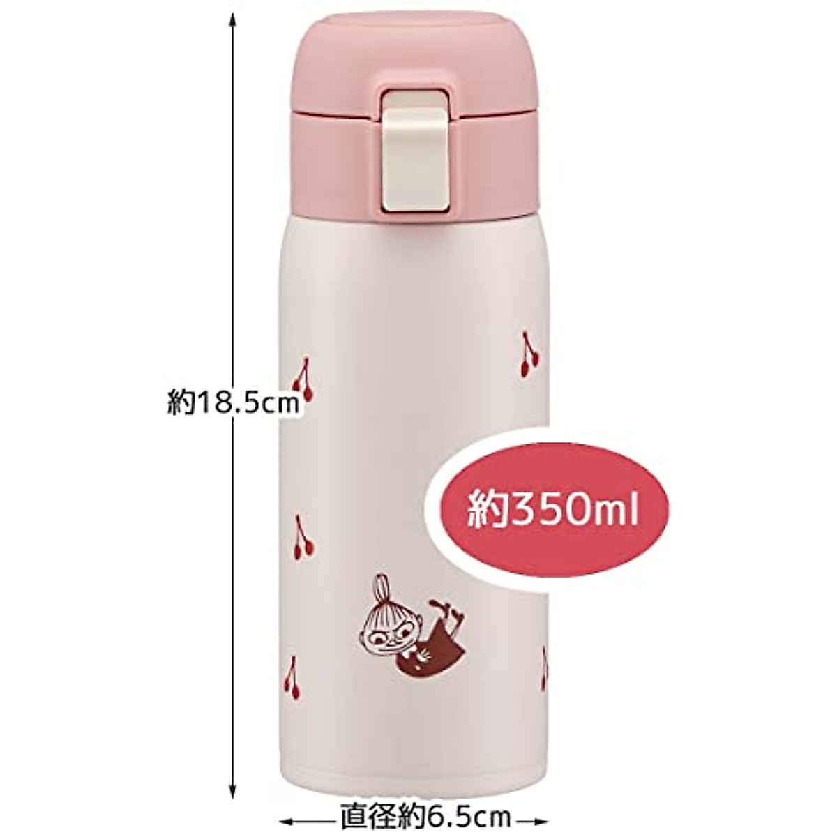 Skater STOT3 Stainless Steel Mug Bottle, Hot and Cold Retention, One-Touch 11.8 fl oz (350 ml), Moomin, Little My, Diameter 2.6 x Height 7.2 inches (65 x 182 mm)