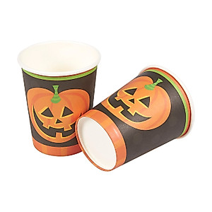 Juvale 144-Piece Halloween Plates and Napkins Party Supplies with Pumpkin Cups and Cutlery, Fun Themed Halloween Party Supplies Set for Celebrations with Friends and Family (Serves 24)