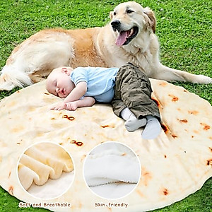 Outivity Tortilla Blanket for Adult, 71 Inches Tortilla Blanket Adult Size, Tortilla Throw Blanket, Funny Blanket for Adult, Giant Round Food Throw Blanket for Bed, Couch