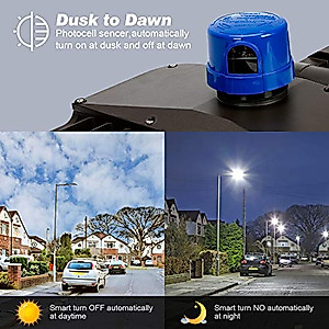 LEDMO 300W LED Parking Lot Light 36000LM 5000K Adjustable Slip Fit Mount Security Light with Dusk-to-Dawn Photocell IP65 Waterproof LED Stadium Flood Light for Garage, Yard, Street 2 Pack