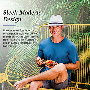 Wallaroo Hat Company Men’s Carter Fedora – UPF 50+ Sun Protection, Wide Brim, Packable Design and Adjustable Sizing – Sun-Smart Hat for Resort, Travel and Outdoor Events (Large/X-Large, Ivory/Stone)