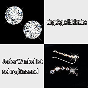 Ear Cuffs Climber Earrings for Women S925 Sterling Silver Hypoallergenic 7 Diamonds Earring with Cubic Zirconia Bridal Wedding Earrings for Birthday Present (Rose Gold) (Rose Gold)