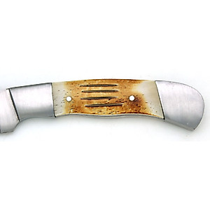 Wild Turkey Handmade Collection Full Tang Camel Bone Handle Fixed Blade Hunting Knife w/Leather Sheath Outdoors Fishing Camping Hunting … (Burnt Bone)