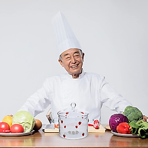 Hemoton Strawberry Pattern High Borosilicate Pot Lid Handles 64 oz Glass Noodle Ramen Pot Simmer Pot Stovetop Cooking Transparent Cookware Pasta Soup Milk Tea