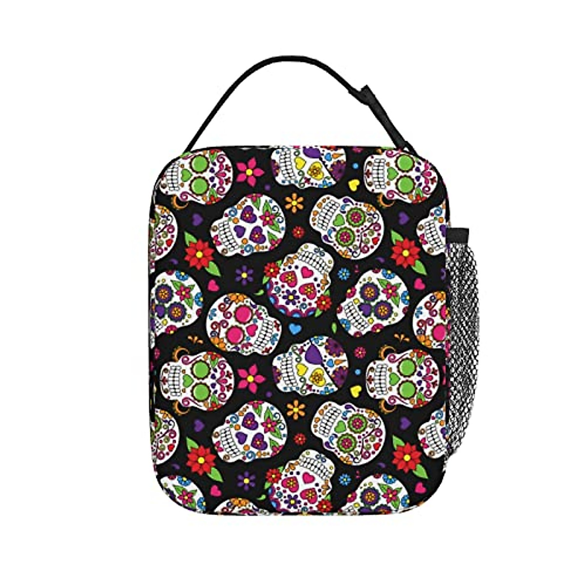Sugar Skull Portable Lunch Box Cooler Bags Insulated Thermal Lunch Tote Bag For Women Men Adults Kids Work Travel Picnic