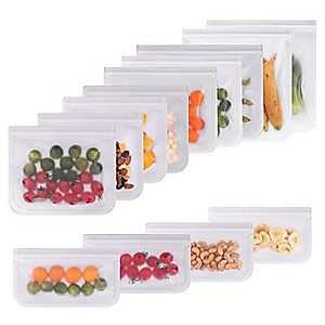 Reusable Storage Bags, 13x Lunch Bags, Food container sets, 4xSnack Bag+4x Sandwich Bags+3xLarge Bag+2 Extra Size Gallon Bags, Leak-proof for Lunch and Easy for Travel.