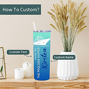 Custom Cruise Cups, Personalized Family Vacation Tumbler, Customized Insulated Stainless Steel Girls Trip Cruise Tumbler With Lid And Straw, Summer Travel Beach Cup, Girls Bachelorette Trip Gifts