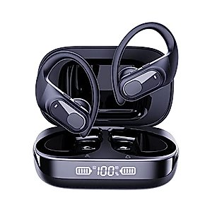 TELNP Wireless Earbuds Bluetooth Headphones 58Hrs Playtime Wireless Ear Buds with Earhooks Over Ear Earphones LED Display Charging Case Headphones for Sport Running Workout
