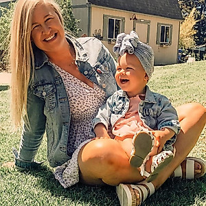 DANMY Baby Girl Hat with Bow Hat Toddlers Soft Turban Knotting Hats Cap (Pink/Purple/DarkPink/White/Green/Beige)