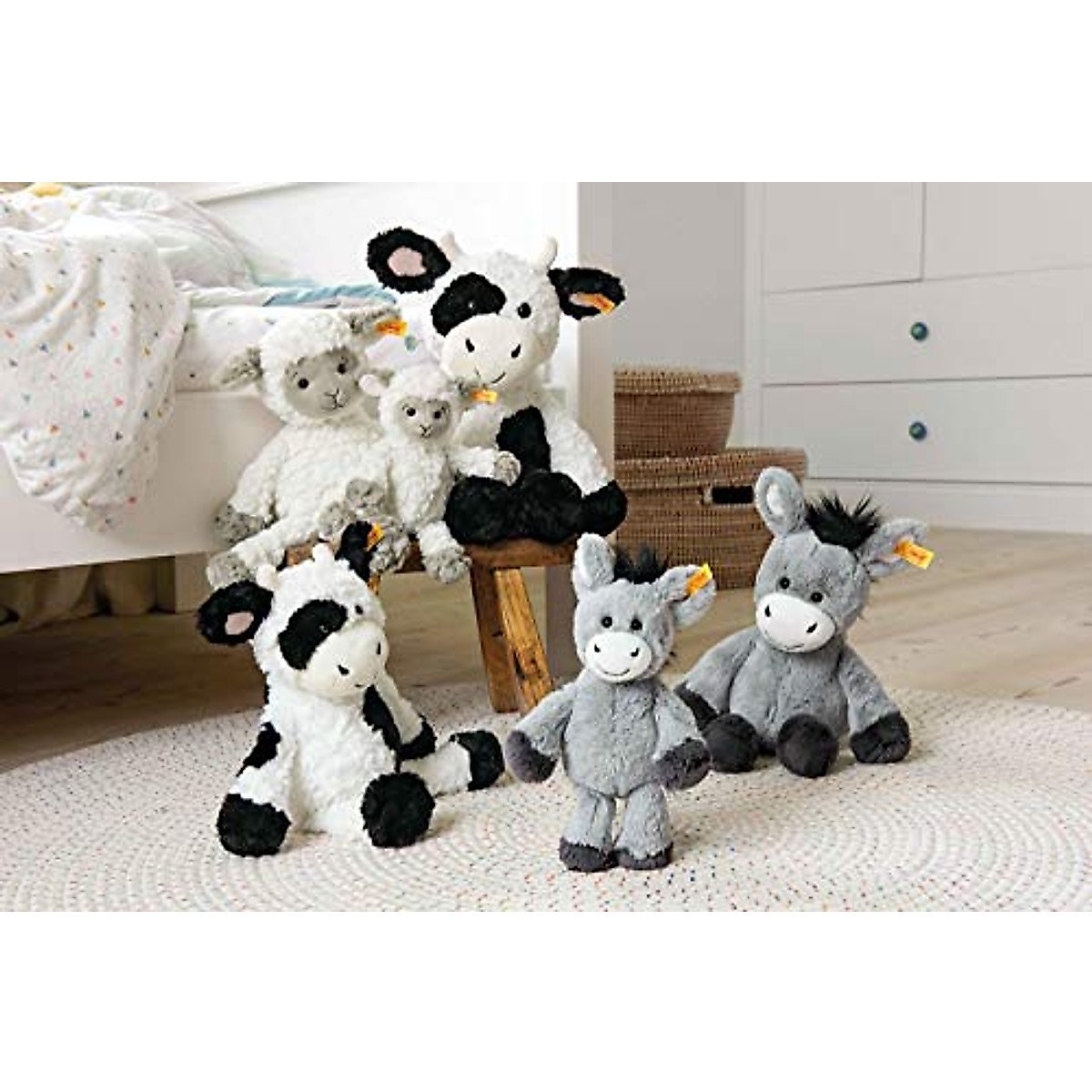 Steiff Lita Lamb, Premium Lamb Stuffed Animal, Lamb Toys, Stuffed Lamb , Lamb Plush, Cute Plushies, Plushy Toy for Girls Boys and Kids, Soft Cuddly Friends (White/Taupe, 8")