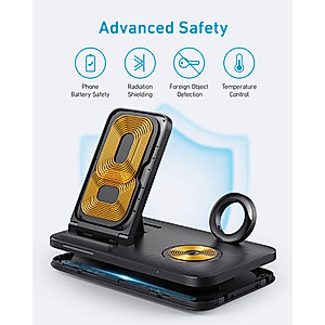 Anker Wireless Charger Stand, Foldable 3-in-1 Stand with Adapter, for iPhone 13, AirPods, Apple Watch (Works with Original USB-A Cable, Not Included)