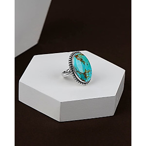 YoTreasure 18x25 MM Blue Mohave Turquoise Chunky Ring .925 Sterling Silver