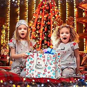 12Pack Large Christmas Bags For Gifts, 12 Styles Reusable Christmas Gift Bags With Handle, 12.4"×9.7"×6.8"Christmas Tote Bags For Gifts, Xmas Gift Bags, Holiday Gift Bags For Christmas Presents