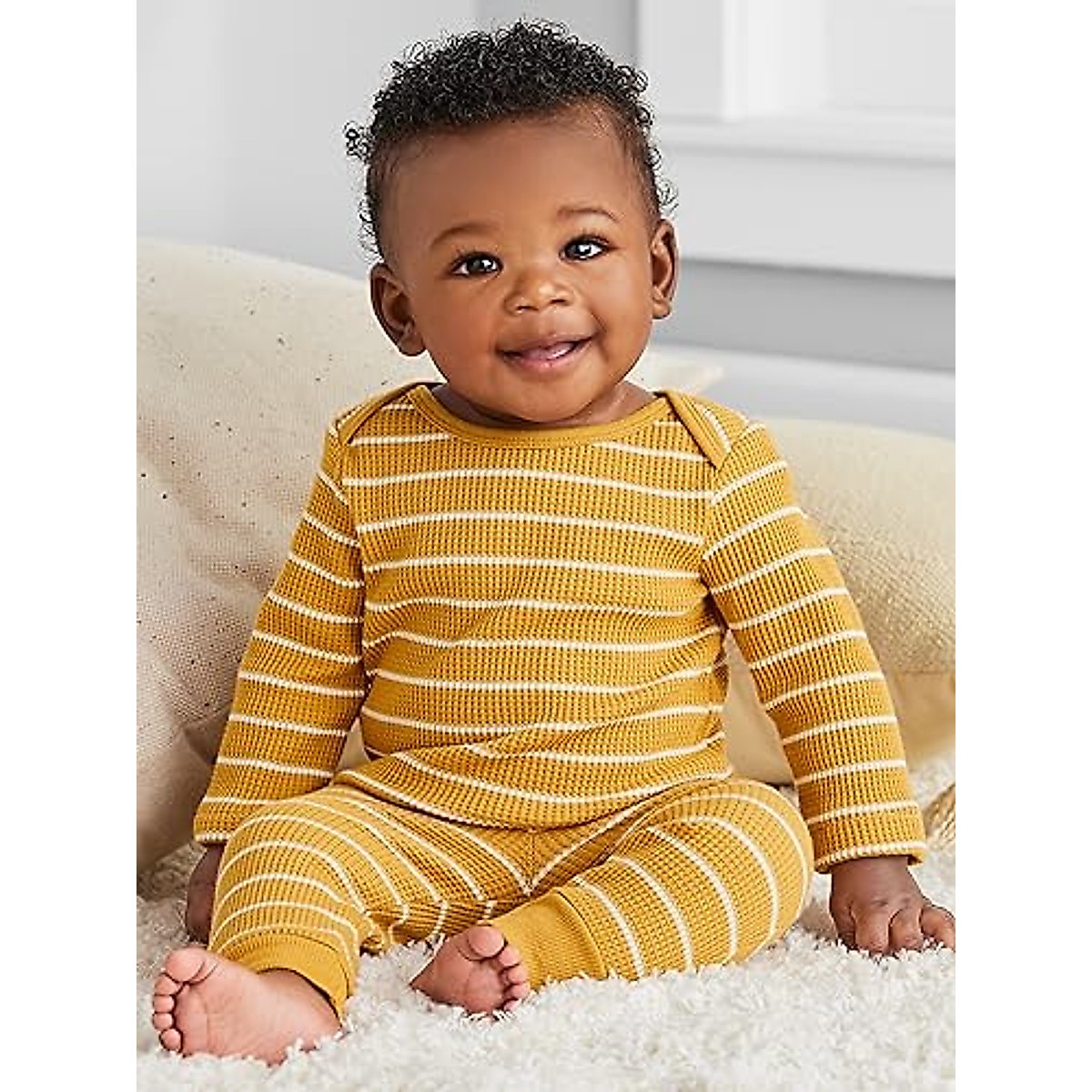 Simple Joys by Carter's Baby Boys' 4-Piece Textured Set, Gold/Blue, 6-9 Months