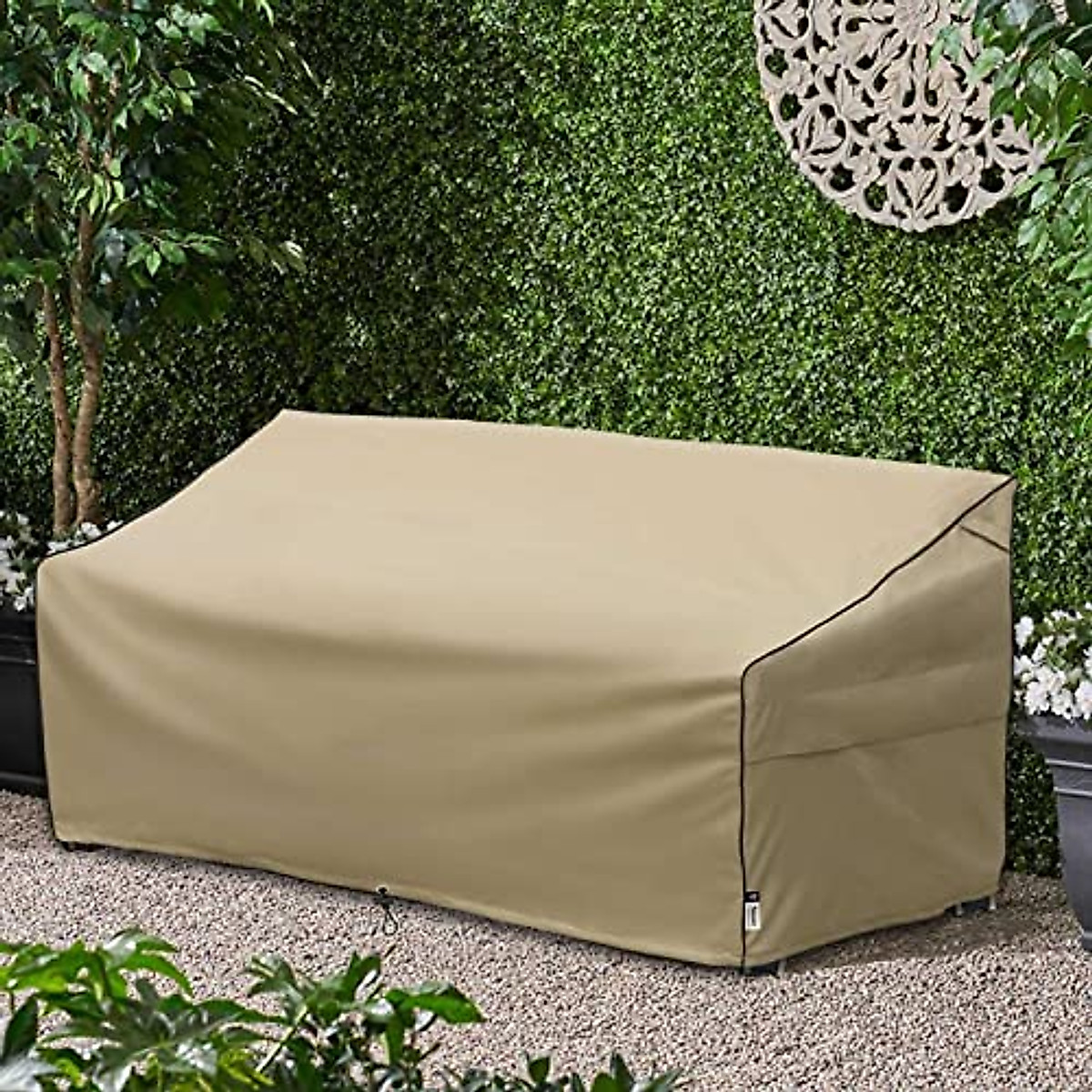 Flexiyard Outdoor Sofa Cover, Patio Loveseat Sofa Cover Waterproof 3-Seater Patio Bench Cover, Durable All Weather Patio Furniture Covers for Small Garden Lounge Chair with Air Vents and Handles