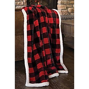 Carstens, Inc Lumberjack Red Plaid Plush Throw Blanket, 54" x 68"
