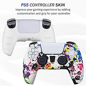 Newseego Case for PS5 Controller, Water Transfer Printing Camouflage Soft Silicone Cover with 8 Pcs Thumb Grips, Protective Non-Slip Case for PlayStation 5 DualSense Controller