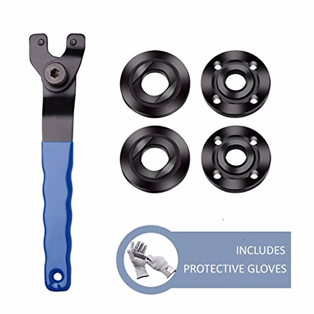Grinder Wrench Grinder Shaft Nut 5/8-11 4 Pcs Compatible with Makita Milwaukee Dewalt Metabo Grinder Parts Bosch Ryobi Black Decker 4.5" 5" Protective Gloves Included