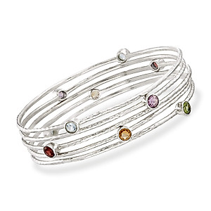 Ross-Simons 2.30 ct. t.w. Multi-Stone Jewelry Set: 5 Bangle Bracelets in Sterling Silver. 7 inches