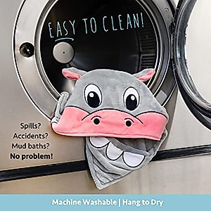 Canoogles Hippopotamus Wearable Hooded Blanket for Kids, Blanket Hoodie, Soft, Cozy Hooded Fleece Blanket, Machine Washable, 40" H x 50" W, One Size