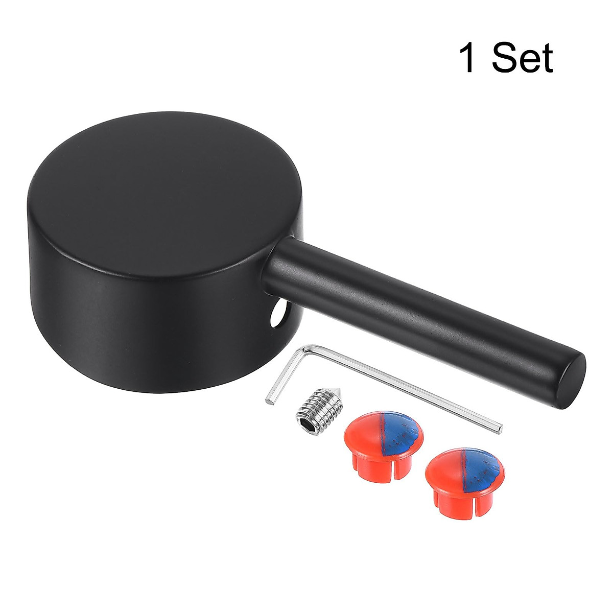 uxcell Single Lever Faucet Handle for 40mm Cartridge, Zinc Alloy Faucet Handle Replacement for Kitchen Bathroom Shower, 4.3"x1.8", Black