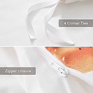 HYPREST King Size Duvet Cover Set, 3 Pieces Cute Orange Duvet Cover Set- Soft, Lightweight & Breathable, Standard 100 by Oeko-Tex(No Comforter)