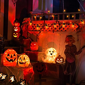 SUNSGNE 25 Pack C9 LED Outdoor Christmas Orange Light Bulbs, C9 Plastic Shatterproof LED Replacement Bulbs for Christmas Outdoor Patio String Lights, E17 Intermediate Base - 0.6 Watts