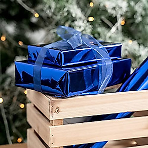 RUSPEPA Royal Blue Metallic Wrapping Paper - 81.5 Sq Ft - Solid Color Paper Perfect for Wedding,Birthday,Christmas,Baby Show - 30 inches x 32.8 feet