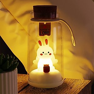 OUROBOT Night Light for Kids, Bottle Cute Lamp for Girl and Mom and Daughter, USB Rechargeable Kids Night Lights for Bedroom, Bedside Touch Lamp, Birthday Gifts, Graduation Gifts
