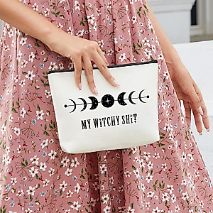 Witchy Gifts Witch Stuff Witchy Makeup Bag Witch Bag Witchcraft Bag Meditation Halloween Birthday Gifts for Witchcraft Lover Women Her Girl Friends Tarot Cards for Beginners Coven Sistery Witchy SHT