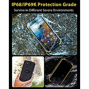 Ulefone Rugged Phones Unlocked, Armor X6 Pro IP68/69K Dustproof Waterproof Smartphone, 8GB+32GB, Android 12, 5.0 inches, 13MP + 5MP, NFC, Custom Key, Gloves Mode, Face Unlock, US Version (Black)