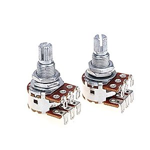 Musiclily Pro Aluminium Mini Metric Sized Blend Pots MN500K Dual Balance Potentiometers with Center Detent for Guitar (Set of 2)