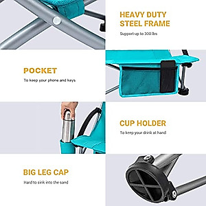 KingCamp Low Sling Beach Chairs,Folding Mesh Reclining Back Low Seat Beach Chair Small Camping Folding Table Aluminum Portable Picnic Table for Sand Camping Lawn Concert Travel