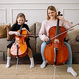 ADM 4/4 Full Size Student Cello Bow, Well Balanced Handmade Brazilwood Classic Cellos Bow Light Weight with Horsehair, Ebony Frog for Beginners