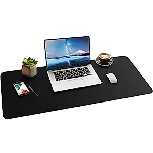 Boutilon Leather Desk Mat,Desk Pad,Desktop mat,Waterproof Desk Mat for Desktop, Desk Mat for Keyboard and Mouse,Leather Mouse Pad Protector for Office and Home,35"x 17"(L-Black)