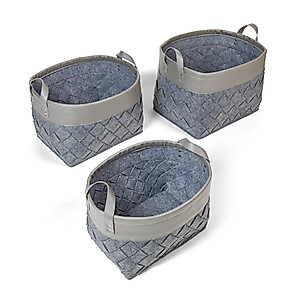 Elements Nested Felt Baskets, 3-Piece, Charcoal