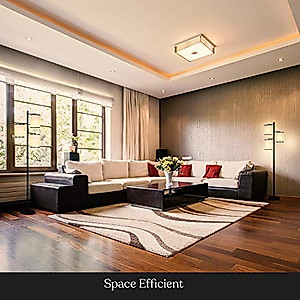 Brightech Liam Floor Lamp, Great Living Room Décor, Tall Tree Lamp for Offices, Asian Lantern Shade Lamp for Living Rooms, Standing Lamp with 3 LED Light Bulbs for Bedroom Reading - Black