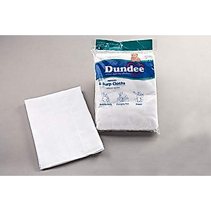 Dundee Burp Cloths/Diapers, White , 14.5x20.5 Inch (Pack of 6)