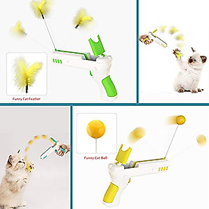 BEITESTAR Puzzle Interactive Cat Toy for Indoor, Rebound Interactive Cat Teaser Gun, Plush Interactive Cat Stuff, The Latest Updated Pet Toy, A New Way to Exercise for Cats. (Green)