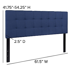 Flash Furniture Bedford Tufted Upholstered Queen Size Headboard in Navy Fabric