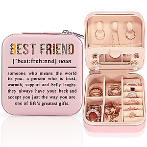 GevGuxLuo Bestie Gifts for Women, Small Jewelry Case Jewelry Box Organizer Travel Essentials for Teen Girls, Bestie Friendship Gifts for Women Friends, Best Friend Birthday Gift