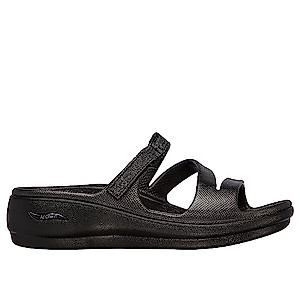 Skechers Women's Adjustable Wedge Sandal, Black, 7