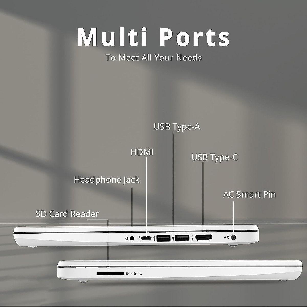 HP Stream 14" HD BrightView Laptop, Intel Celeron N4020 Processor, 16GB RAM, 64GB Storage, Intel HD Graphics, 720p Webcam, 1 Year Office 365, White, Win 11 S, 32GB Hotface USB Card