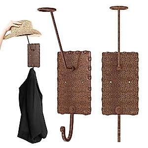A.J. Boone Cowboy Hat Holder– Set of 2 Decorative, Wall-Mounted Hat Hooks – Heavy-Duty, Handcrafted, Iron Cowboy Hat Rack and Coat Rack for Storage and Display – Rustic Western and Farmhouse Décor