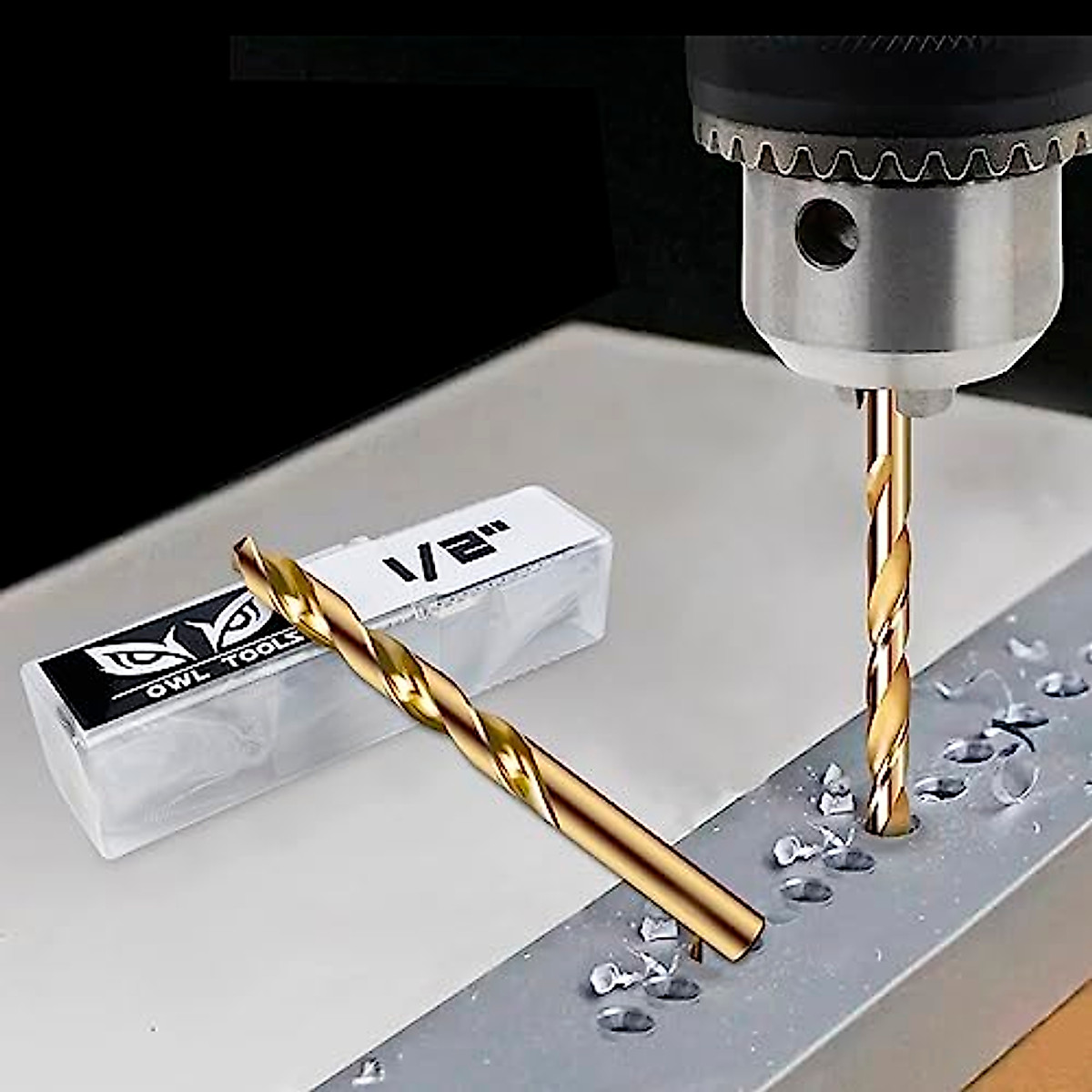 Owl Tools 1/2" Cobalt Drill Bits - 3 Pack - 6" Length - M35 Cobalt Drill Bits with Storage Case - Perfect Drill Bits for Metal, Hardened & Stainless Steel, Cast Iron, and More!